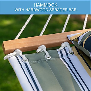 Lazy Daze Hammocks 12 FT Quilted Fabric Hammock with Spreader Bar, 2-Person Double Hammock with Chains and Pillow, Outdoor Hammock for Outside Patio Poolside Backyard Beach, 450 lbs Capacity, Froest