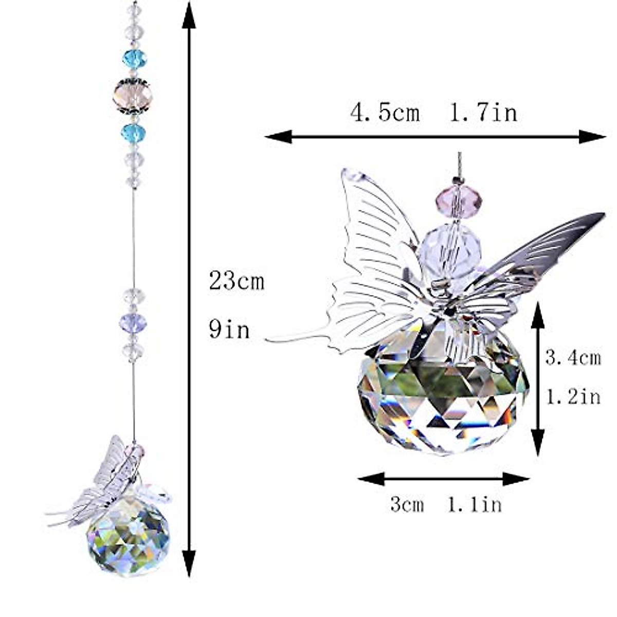 H&D HYALINE & DORA 30mm Handmade Butterfly Crystal Ball Prism Rainbow Maker Hanging Suncatcher Home Decoration
