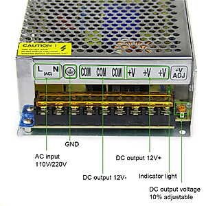 ALITOVE DC 12V 20A 240W Power Supply Transformer Switch AC 110V / 220V to DC 12V 20amp Switching Adapter Converter LED Driver for LED Strip Light CCTV Camera Security System