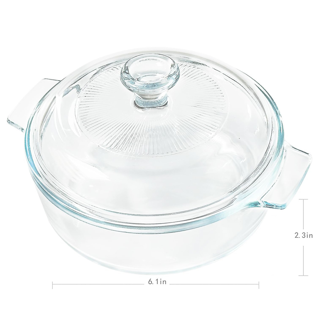 Small Tempered Glass Casserole Dish for Oven with Lid, Round Microwave Oven Baking Dish with Glass Lid, 0.8Qt