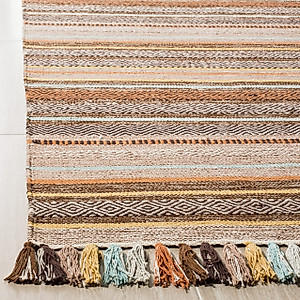 SAFAVIEH Montauk Collection Accent Rug - 2'6" x 4', Brown & Multi, Handmade Boho Stripe Fringe Cotton, Ideal for High Traffic Areas in Entryway, Living Room, Bedroom (MTK901H)