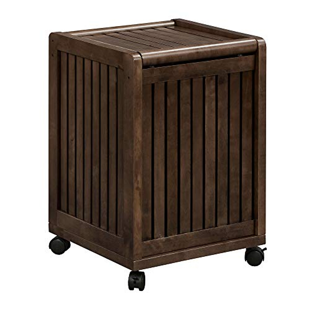 NewRidge Home Goods NewRidge Home Solid Wood Abingdon Mobile (Rolling) Laundry Hamper with Lid, Multiple Colors, One Size, ESPRESSO