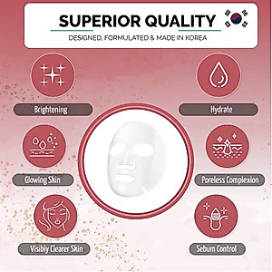 NATURAL Korean Sheet Mask (10 pcs set) made with Premium Tencel, Hydrating Face Masks, Face Sheet Mask, Korean Face Mask Skin Care For Women, Teen, Girls, Mens, Beauty Mask, Spa face Masks for a Youthful K-Beauty Glow