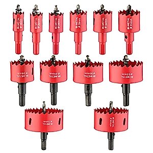 dashap 12PCS Bi-Metal Carbide Hole Saw Kit with Drill Bits for Thin Metal and Wood,Cutting Diameter 45/64'' to 2-15/16'',for Gerneral Purpose