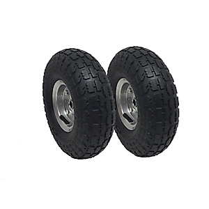 2 Count – 10" Pneumatic Air Filled Hand Truck/All Purpose Utility Tires on Wheels for Dolly Hand Truck Cart 4.10/3.50-4