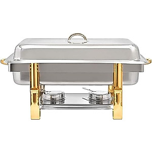 Single Pan Buffet Server, Chafing Dish Buffet Set, Portable Stainless Steel Food Warmer, Chafing Dish Set Perfect for Catering, Parties, Events and Holiday