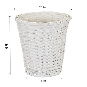 Household Essentials White Small Willow Wicker Waste Basket
