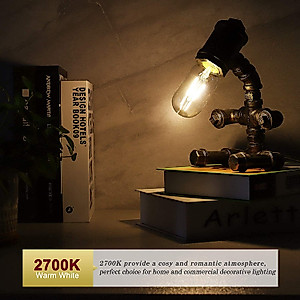 AOMRYOM 2W LED Tubular Bulb 2700K Soft White, 25 Watt Equivalent 250 Lumen, E26 Medium Base, Vintage Edison T45 Tubular Clear Glass Lengthened Filament Dimmable LED Light Bulbs, Pack of 8