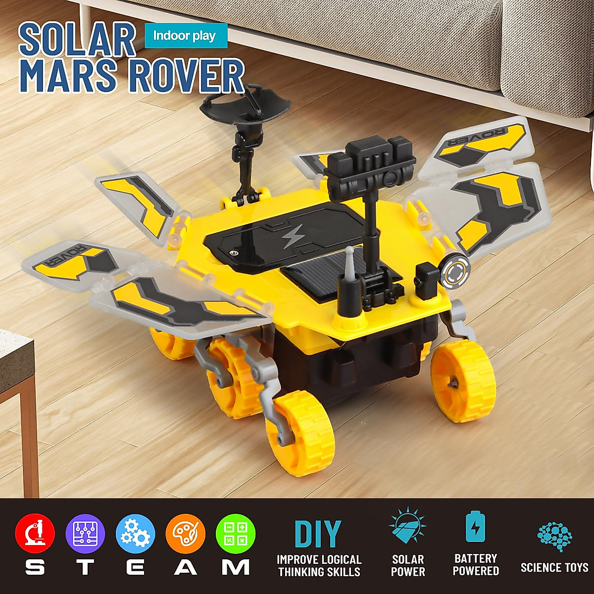 Aucogia Solar Power Mars Rover STEM Educational Toys for Kids Ages 8-12, Space Toys DIY Science Kit with Two Energy Modes as Birthday Gifts for 8 9 10 11 12 Years Old Boys Girls Teens