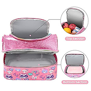 RLGPBON Kids Lunch Bag,Girls Insulated Lunch Box for Girls,Cat Lunch Bag Toddler Teen,School Daycare Cute Travel bags
