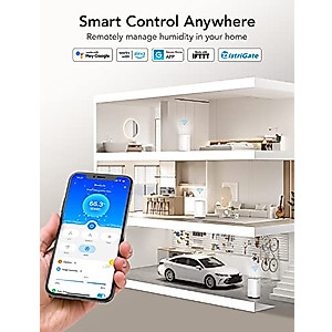 Govee Life Smart Dehumidifier for Basement 4,500 Sq.Ft, 50 to 109 Pint Auto Humidity Control Dehumidifier, Drain Hose, 2.0Gal Bucket, Energy Star Most Efficient 2023, WiFi Dehumidifiers for Large Room