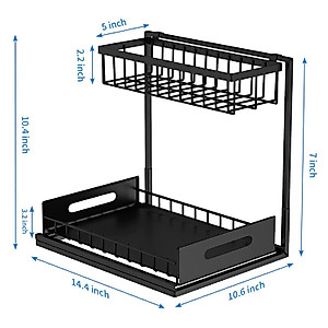 Under Sink Organizers and Storage - ZeJlo Metal 2 Tier Rustproof Under Cabinet Storage - Sliding Kitchen Sink Organizer for Kitchen Bathroom