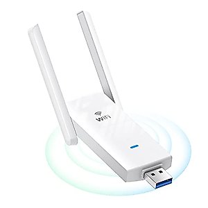 USB WiFi Adapter 1300Mbps USB 3.0 WiFi Dongle Dual Band WiFi Wireless Network Adapter for Desktop Laptop PC, Supports Windows 11/10/8.1/8/7, Mac OS 10.9-10.15, Dual 5dBi High Gain Antennas