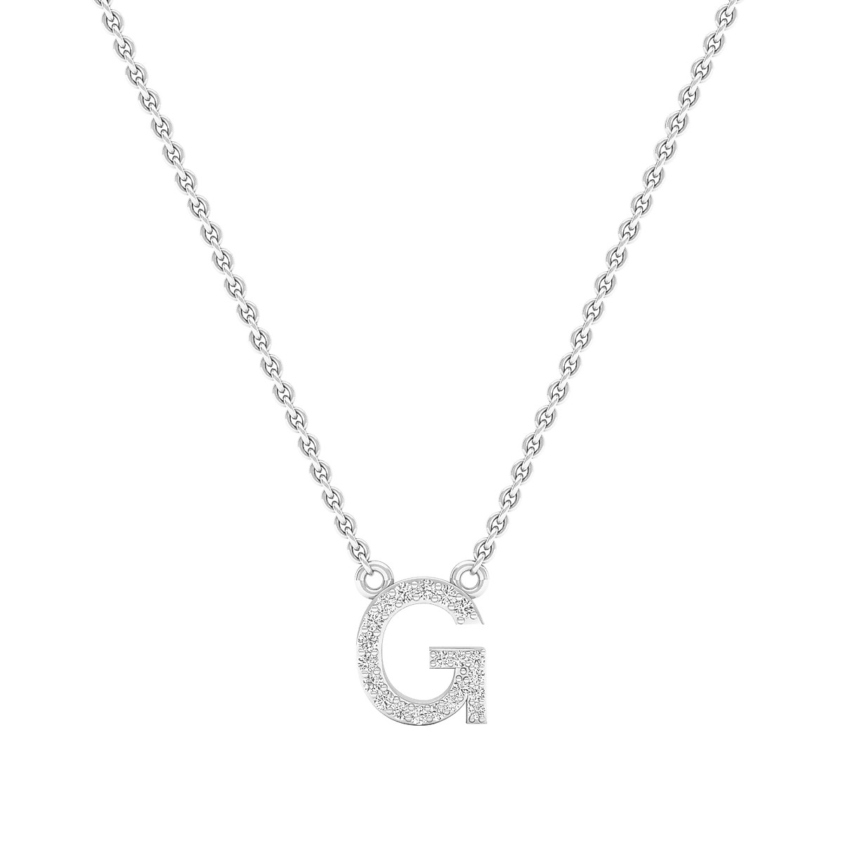 Dazzlingrock Collection 0.12 Cttw Round White Diamond Uppercase Initial 'G' Pendant Necklace with 18 inch Silver Chain for Women in 14K Solid White Gold