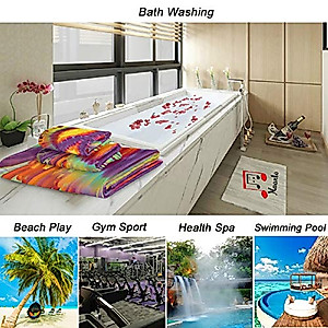 Naanle Trendy Tie-dye Peace Sign Soft Luxury Decorative Set of 3 Towels, 1 Bath Towel+1 Hand Towel+1 Washcloth, Multipurpose for Bathroom, Hotel, Gym, Spa and Beach