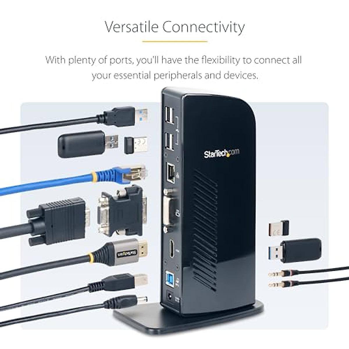 StarTech.com USB 3.0 Dual Monitor Docking Station with HDMI & DVI/VGA, 6x USB-A Ports, Ethernet, Audio & USB Type-A Hub, Universal Laptop Dock - Windows/macOS/ChromeOS (USB3SDOCKHD)
