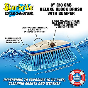 STAR BRITE Deluxe Telescoping Deck Brush Kit - Extendable Aircraft-Grade Aluminum Handle, Medium Multipurpose Bristles, Floats if Dropped, Ergonomic Design, Multi-Surface Cleaning - Blue (040192)