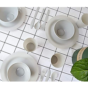 Plastic Plates College Dorm Room Essentials Dishes Set Camping Plates and Bowls Dishes Set Dinnerware Accessories Mess Kit-Microwaveoven Safe BPA-Free with Mesh Bag-24PCS