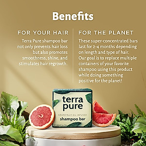 Terra Pure Shampoo Bar | Oil Infused by 1-Shoppe | Plastic Free, Soap Free, Vegan, Plant Based, Sustainable, Eco-Friendly, & Zero Waste