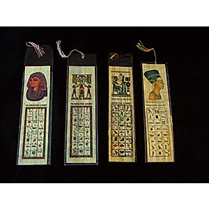 Set 20 Large Egyptian Bookmarks Book Marks Papyrus Paper 7"x2" (18x5 cm) Original Handmade Hand Painted Painting Hieroglyphic Ancient Pharaoh Alphabets Papyri Sheets Art Educational School History