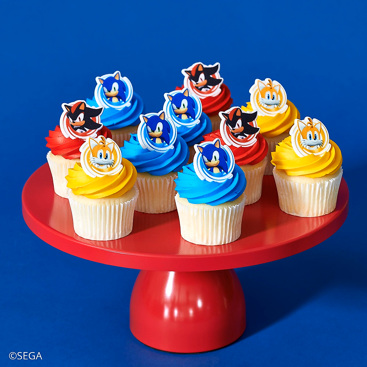DecoPac Sonic the Hedgehog Rings, Cupcake Decorations Featuring Sonic, Tails, and Shadow - 24 Pack