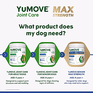 YuMOVE Hip & Joint Supplement for Dogs with Glucosamine, Chondroitin, Omega 3, Hyaluronic Acid, Green Lipped Mussel, & Fish Oil for Dogs - Max Strength - for Senior Dogs 120 Tablets