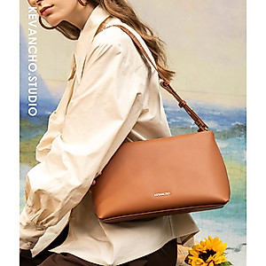 KEVANCHO Shoulder Bag for Women, Leather Purses and Handbags, Women's Fashion Tote Clutch Bag with Zipper (57 Brown)