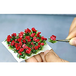 40 Pcs Flower Cluster Flower Vegetation Groups Grass Tufts Miniature Static Scenery Model for DIY Architecture Building Model Railway Train Diorama Garden Scenery Landscape Layout (Dark Purple)