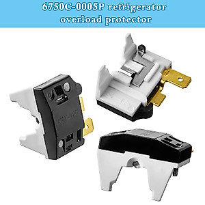 Mudder QP2-4.7 PTC Starter Relay 1 Pin Refrigerator Starter Relay and 6750C-0005P Overload Protector Compatible with LG Refrigerator Compressor, 2 Pieces in Total