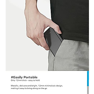 MOMAX Portable Charger, 10000mAh 20W PD Aluminum Ultra Slim Power Bank 3A High-Speed Thin Phone Charger with 2 Input & 2 Output Compatible with iPhone, Samsung Galaxy, MacBook, Pixel & More (Grey)