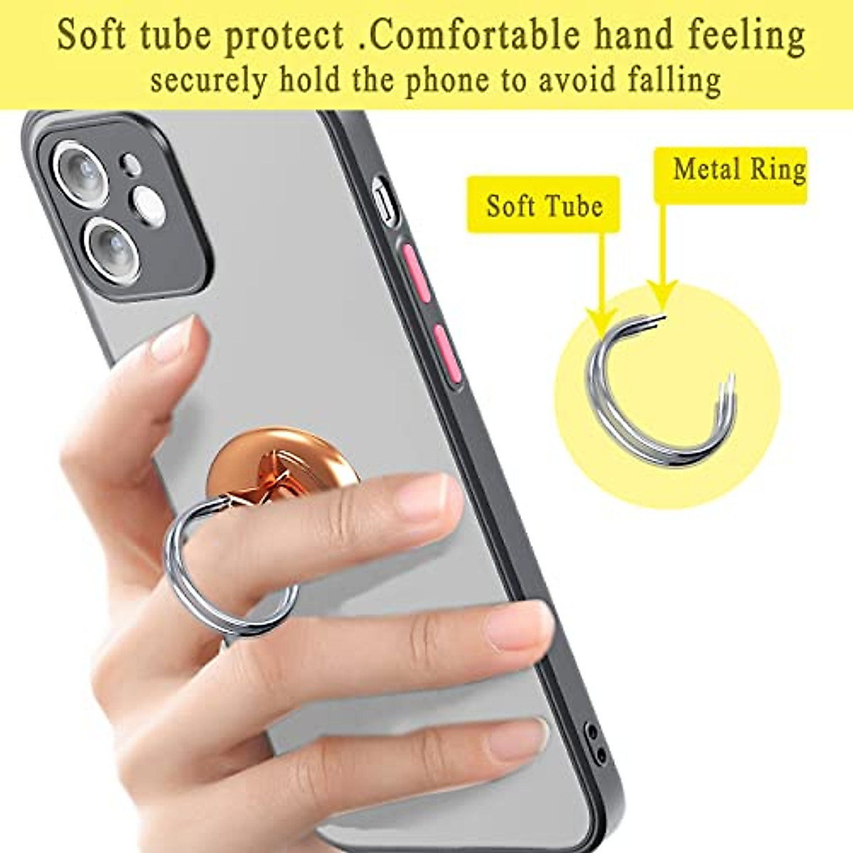 Phone Ring Holder Finger Kickstand ULVMYRING[4 in 1]-Phone Ring Grip, 360° Rotation Phone Kickstand,CD Slot & Air Vent Car Phone Mount,Compatible with iPhone,Samsung,LG and More(2Pack Rose Gold)