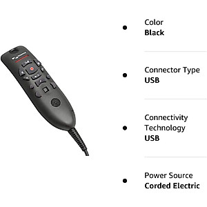 Nuance PowerMic III Microphone for Dragon (Non-Healthcare), 9 Ft Cord, Dictate Documents and Control your PC – all by Voice, [PC Disc], Black