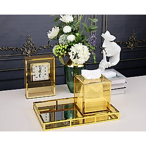 KEZNGUU Decorative Tray,14" Mother of Pearl Serving Tray,Moroccan Style Coffee Table Tray,Perfume Trays for Dresser,Gold Vanity Tray for Bathroom,Living Room,Bedroom,Ottoman,Nightstand,Office