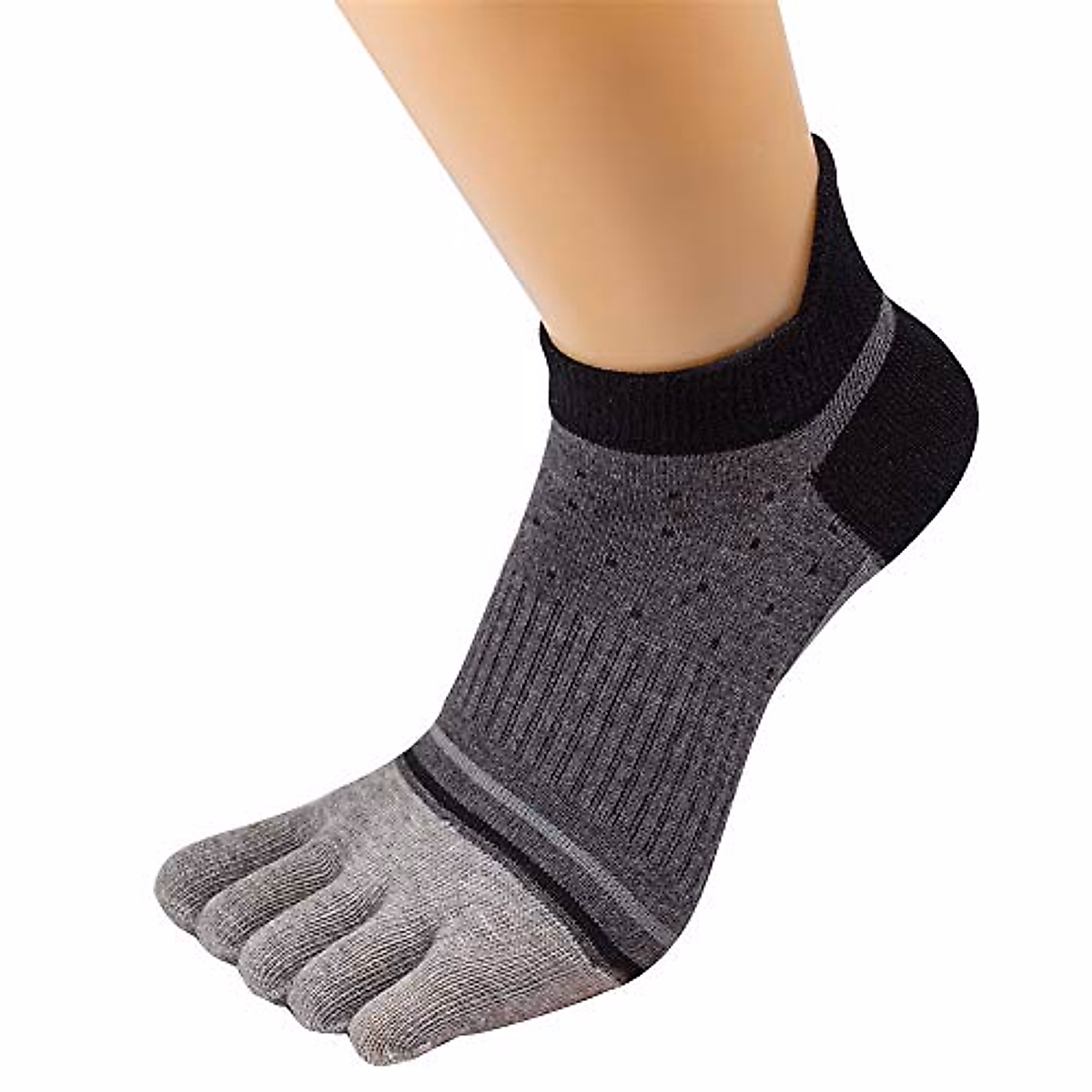 Men Toe Socks Cotton Low Cut No Show Athletic Running 5 Finger Wicking 6 Pack