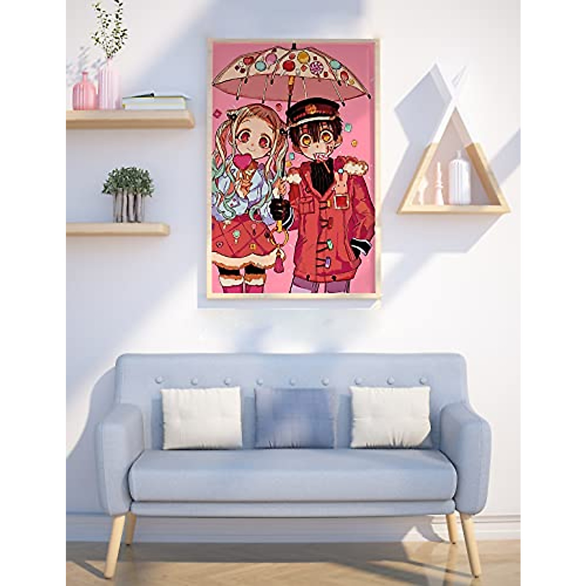 MUTOGLAVA Wall Art Decor Toilet-Bound Hanako-kun Posters, Anime Pictures Canvas Prints for Bedroom Decoration, Painting Aesthetic Photo Decor Livingroom Bathroom-Unframed-16 * 24 Inches (PINK)