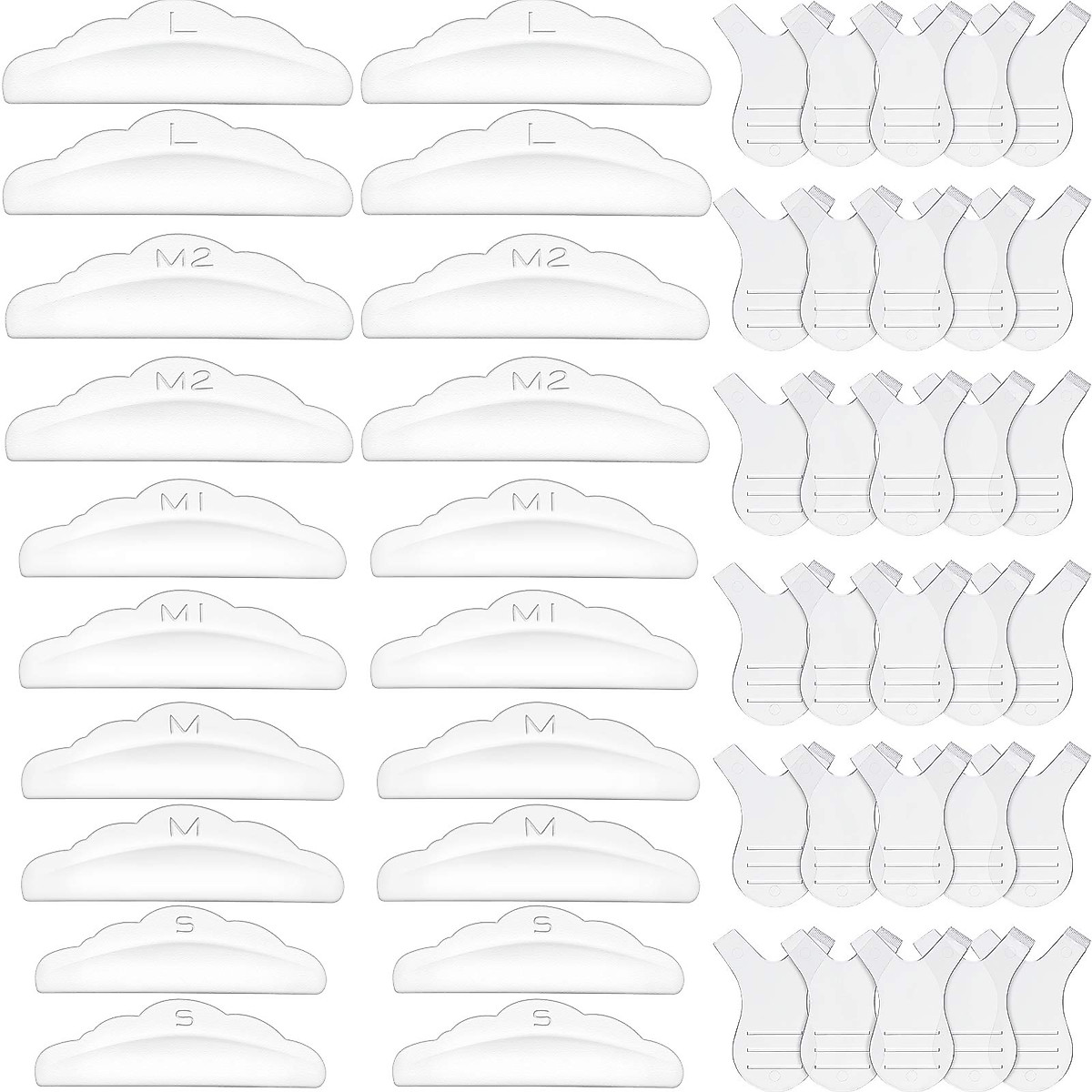 Maitys 20 Pieces Lash Lift Pads Rods Silicone Eyelash Perming Curler and 30 Pieces Y Shape Eyelash Brush, Silicone Perming Curler Makeup Tools, Reusable Lash Lifting Pads(Clear)