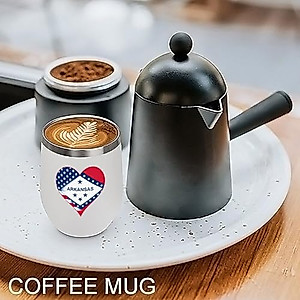 U.S.A. State of Arkansas Flag Heart Funny Wine Tumbler 12 Oz Stainless Steel Insulated Mug Double Wall Water Cup with Lid