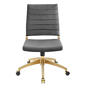Modway Jive Ribbed Performance Velvet Mid Back Armless Computer Desk Swivel Office Chair in Gray