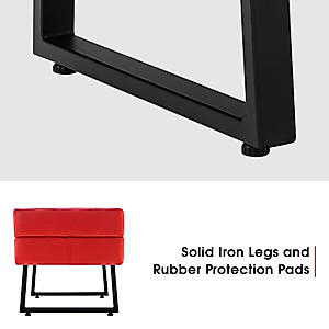 BarberPub Waiting Room Chairs, Heavy Duty Office Guest Reception Bench, Faux Leather Upholstered Lobby Chairs for Salon, Conference Room 7008 (Red)