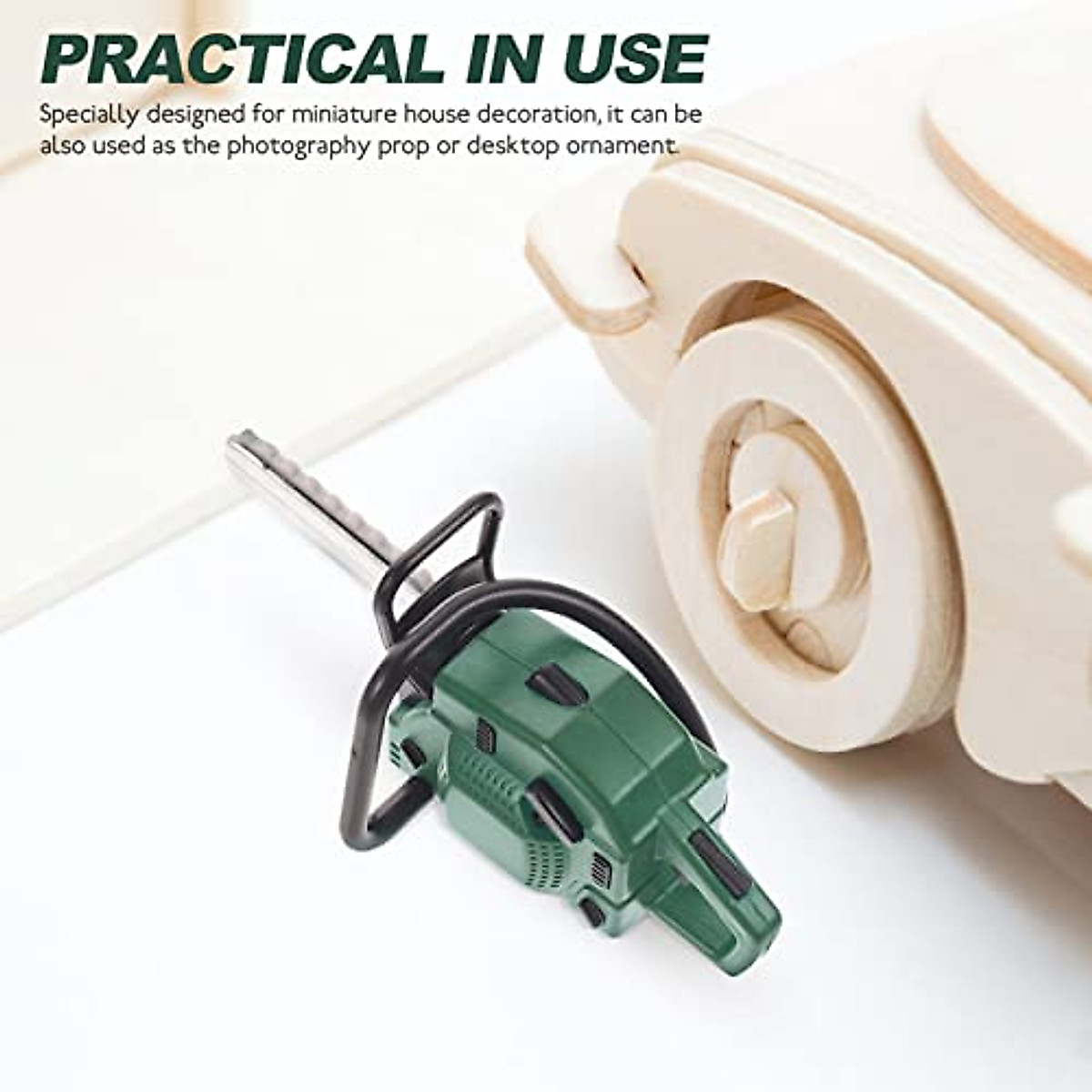 STOBOK Kids Garden Tools Mini Chainsaw Cordless Mini Power Chain Handheld Small Chainsaw 1/12 Model Doll House Garden Working Accessories Mini House Accessories Green Kids Outdoor Toys