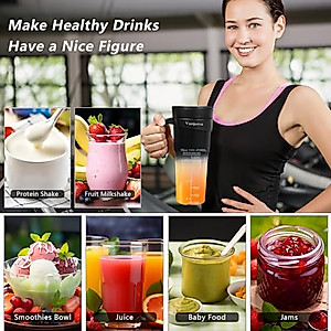 Vaeqozva Portable Blender-Personal Blender USB Rechargeable for Shakes and Smoothies Mini Blender Smoothie Maker on the Go Blender Cup with 6 Blades 16Oz Small Fruit Blender Home Travel Sports Gym