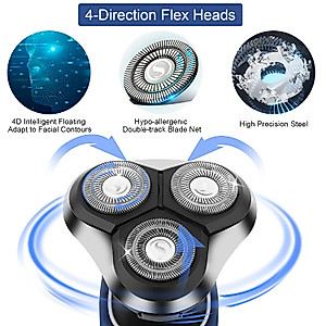 HIENA PRO Electric Shaver for Men, Cordless Rechargeable Rotary Shaver, IPX6 Waterproof Wet & Dry Electric Razor with Led Display