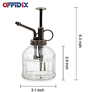 OFFIDIX Transparent Glass Watering Spray Bottle,Plant Mister with Plastic Bronze Plastic Top Pump, Glass Small Watering Can for Indoor Potted Plant, Outdoor Indoor Garden, Plants, Cleaning Solutions