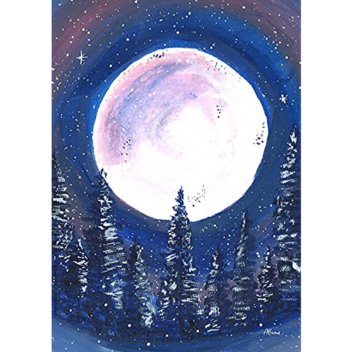 Toland Home Garden 1112527 Full Moon Forest Winter Flag 12x18 Inch Double Sided Winter Garden Flag for Outdoor House Flag Yard Decoration