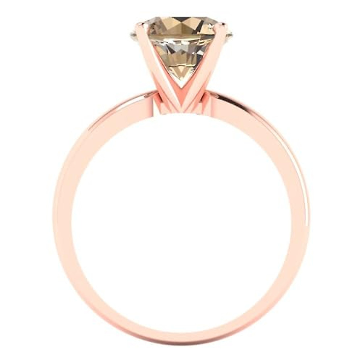 Clara Pucci 2.0 ct Round Cut Solitaire Yellow Moissanite Ideal Engagement Bridal Promise Anniversary Designer Ring in 18K Rose Gold 10.75