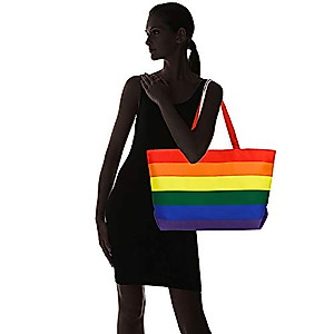 DALIX Rainbow Tote Bag with Zippered Top