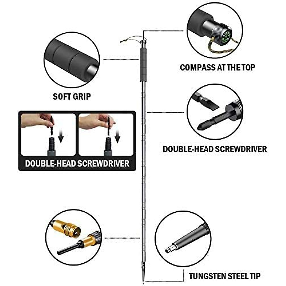 Hiking Pole Detachable Lightweight for Hiking Stick Walking Pole for Man Women