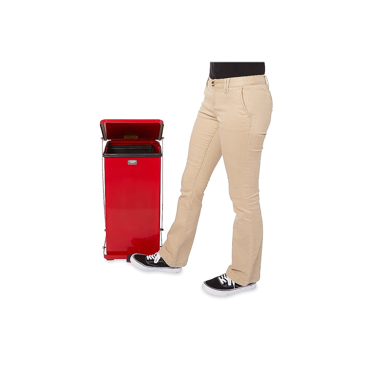 Rubbermaid Commercial ST7ERDPL Defenders Biohazard Step Can, Square, Steel, 7gal, Red