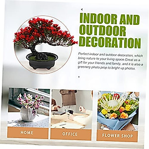 VOSAREA 2pcs Simulation Welcome Pine Faux Trees Faux Bonsai Tree Fake Tree Cactus Pots Artificial Plants Christmas Outdoor Decorations Household Pin Tree Decoration Plastic Tree Decor Red