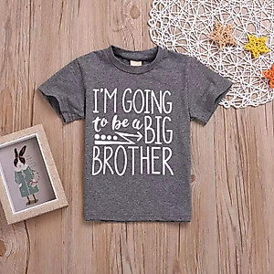 Toddler Kids Baby Boy Tee I'm Going to Be A Big Brother T-Shirt Short Sleeve Tops (Gray, 2-3T)